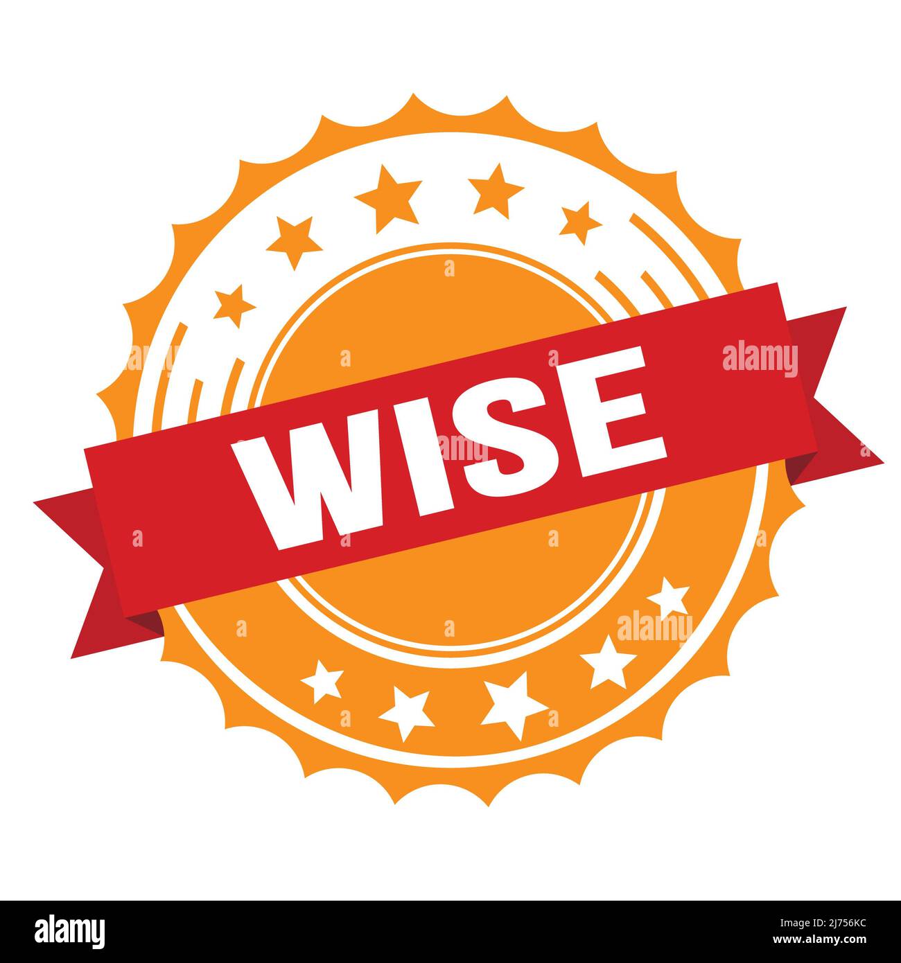 WISE text on red orange ribbon badge stamp Stock Photo - Alamy