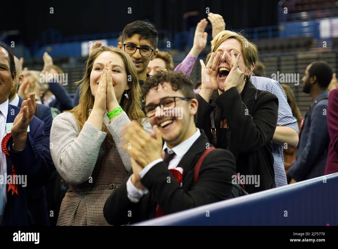 Labour MP Jess Phillips and supporters cheer as Jack Deakin is elected ...