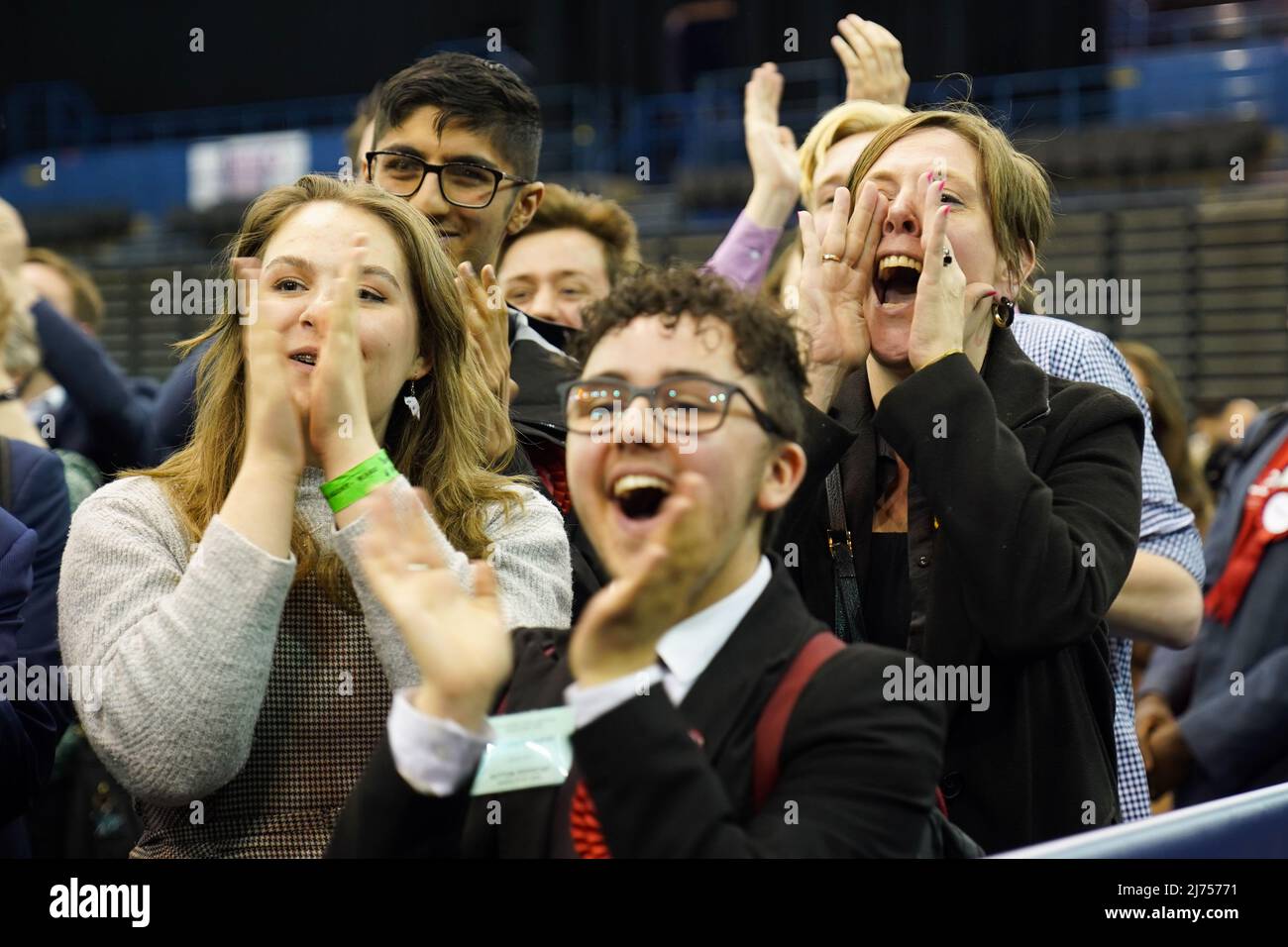 Labour MP Jess Phillips and supporters cheer as Jack Deakin is elected ...