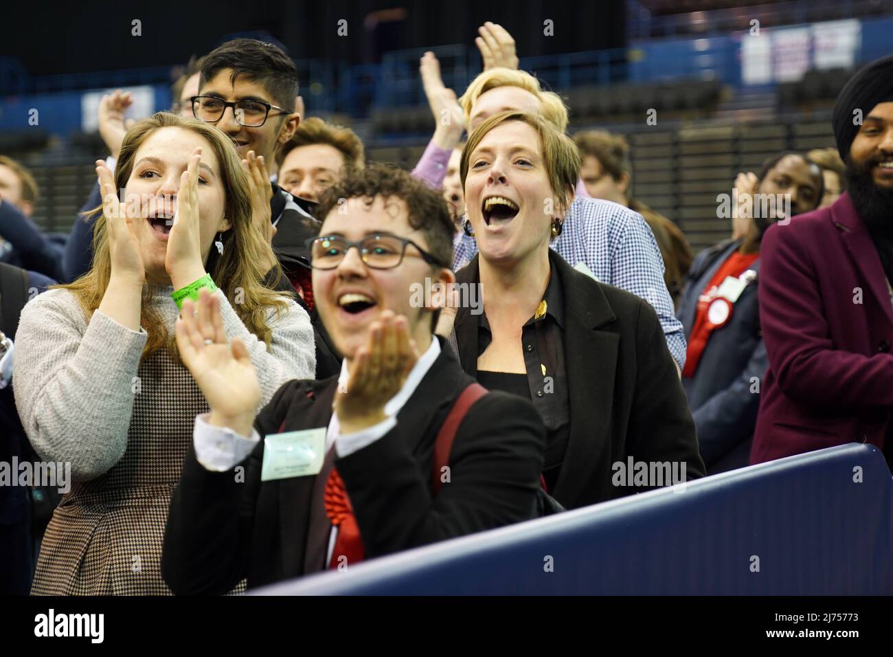 Labour MP Jess Phillips and supporters cheer as Jack Deakin is elected ...