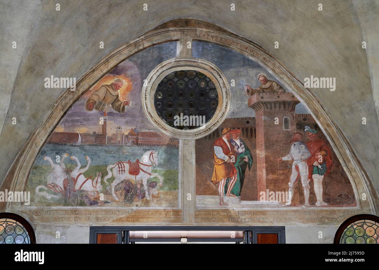a sinistra: S.Antonio e il miracolo del cavaliere caduto e a destra : S ...
