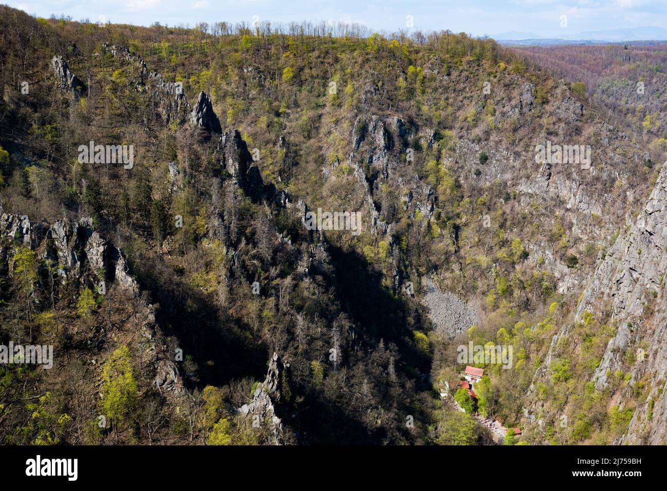 Bode river gorge in the Harz mountains of Germany near Thale Stock ...