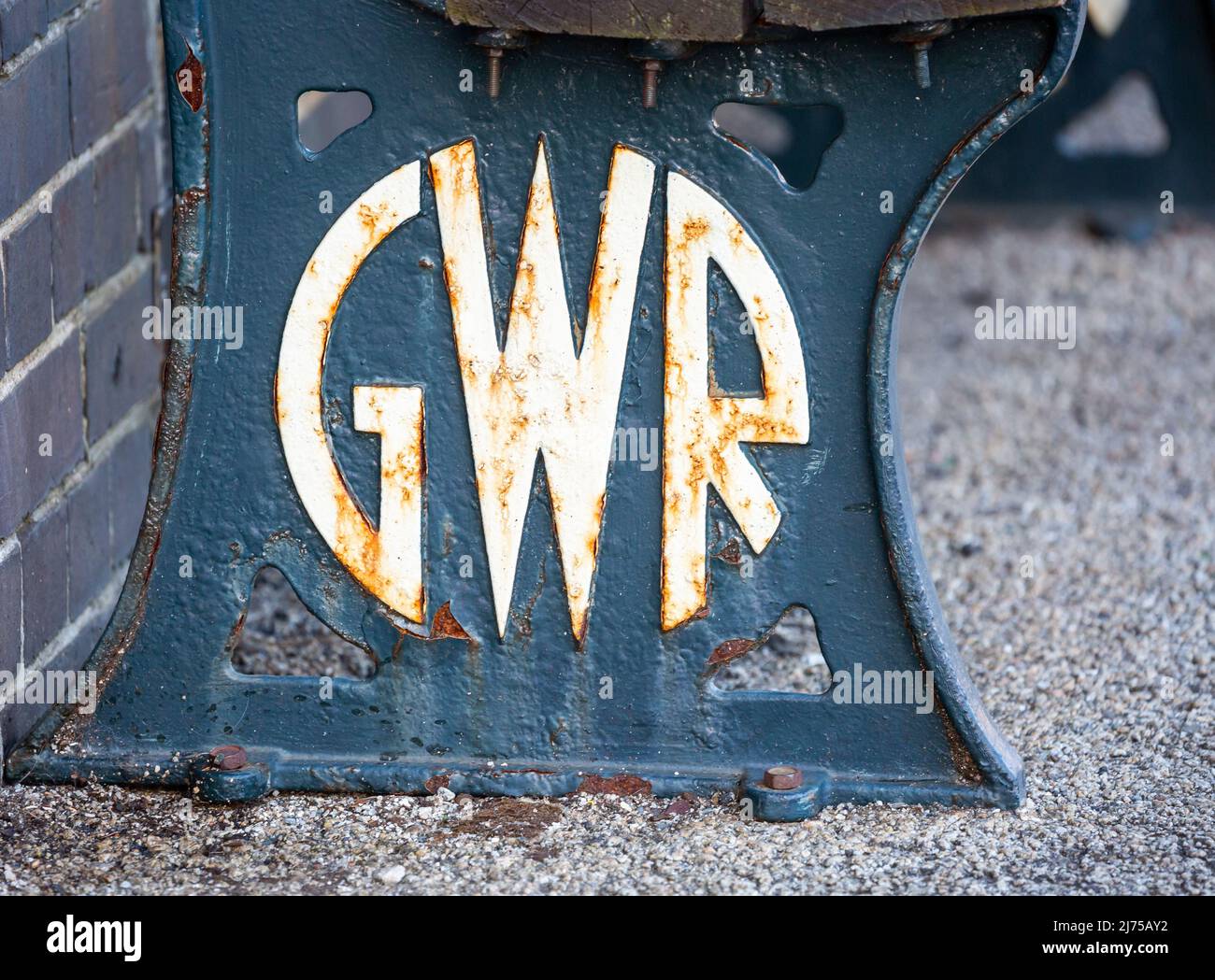 GWR logo on a bench on Camborne, Cornwall, uk Stock Photo - Alamy