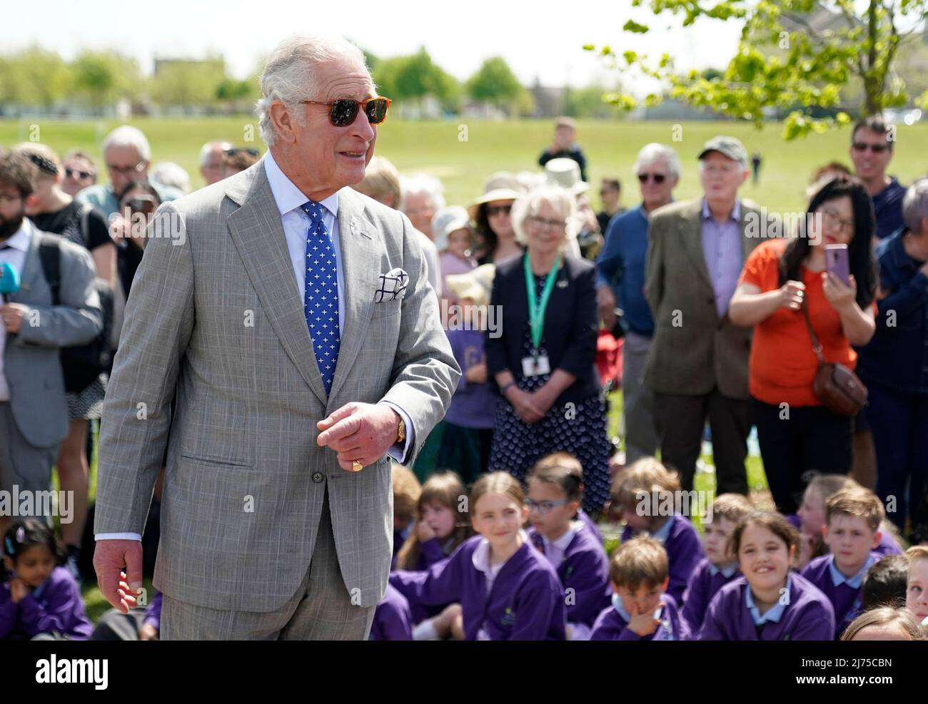 The Prince of Wales meets with members of the public during the opening ...