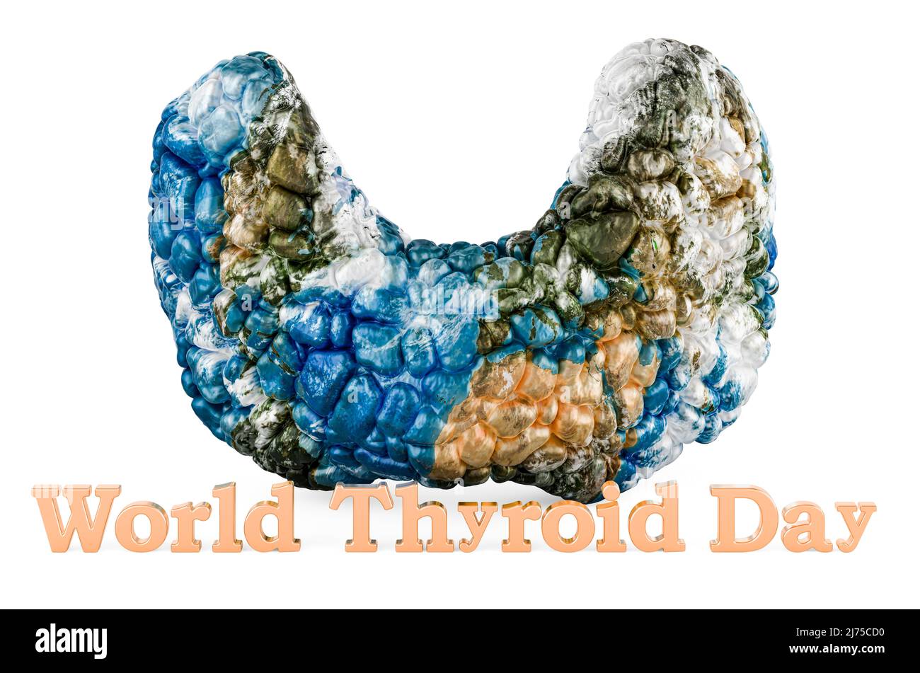 Thyroid with Earth map texture, 3D rendering World Thyroid Day, concept ...