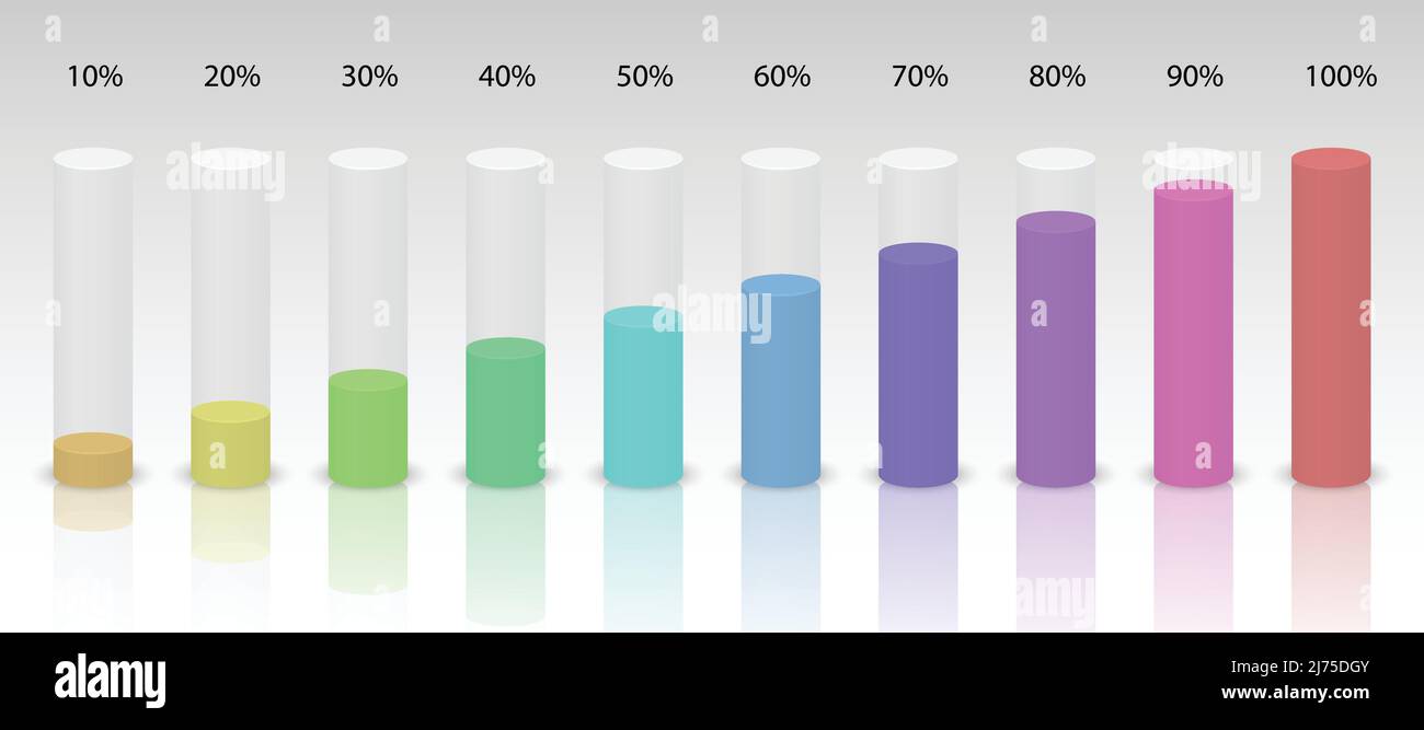 3d cylinder percent infographic. Vector pillar chart on white ...