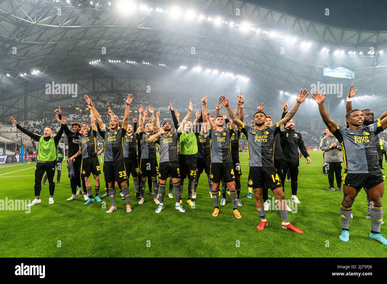 Marseille - Feyenoord players celebrating the draw against Olympique ...
