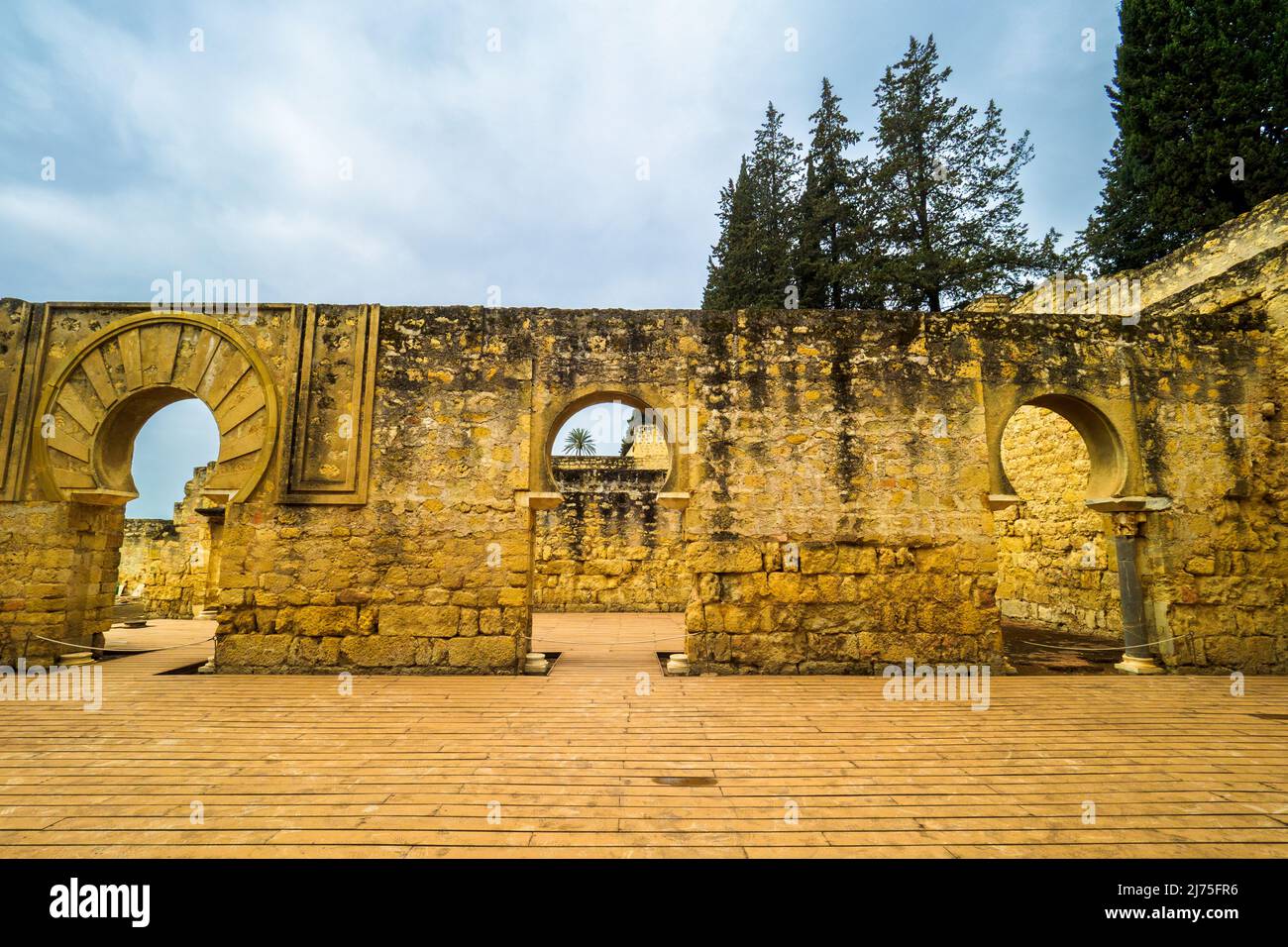 Ruins of the Upper Basilical Hall or Dar al-Jund, partly reconstructed ...