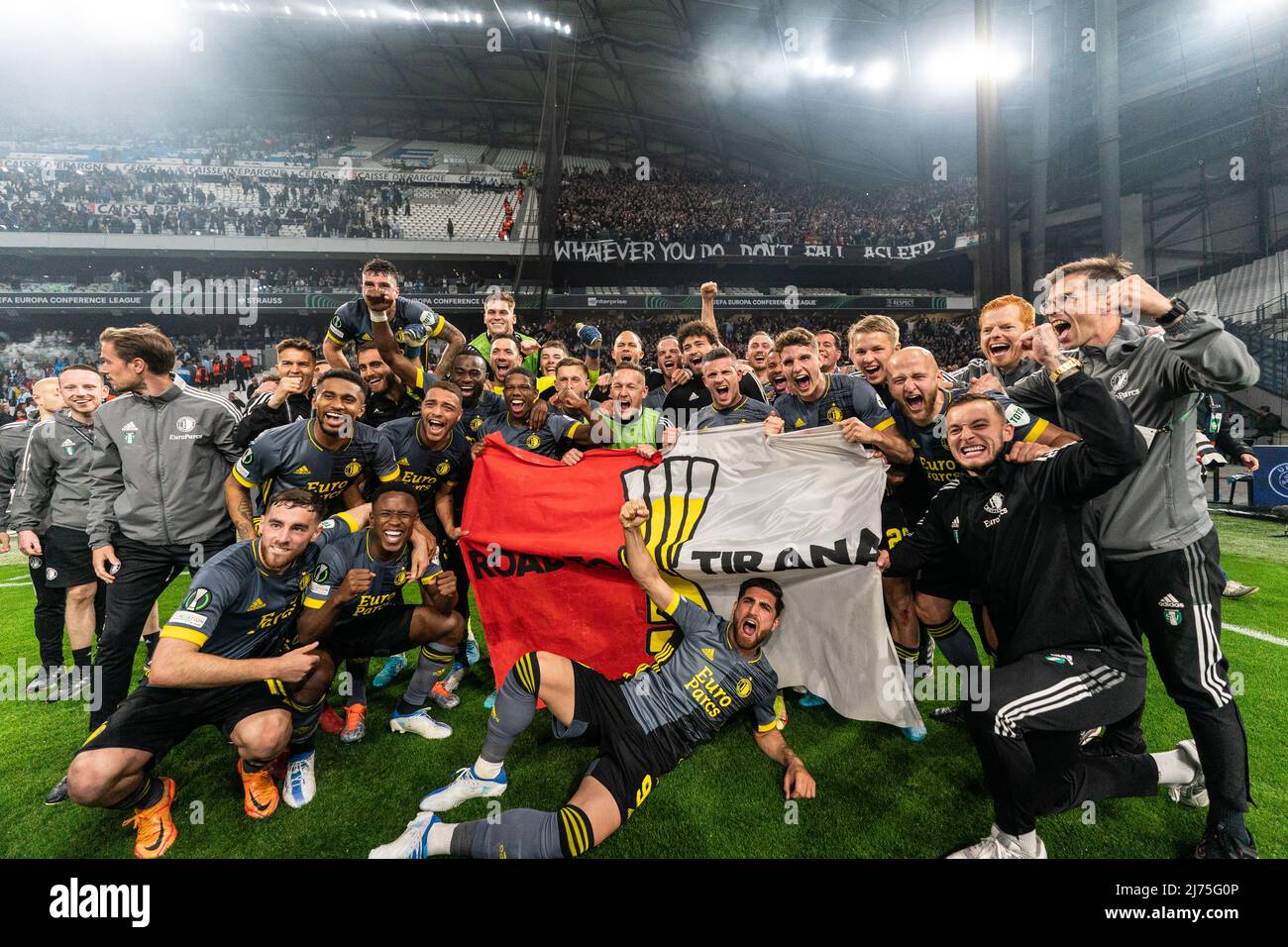 Marseille - Feyenoord players celebrating the draw against Olympique ...
