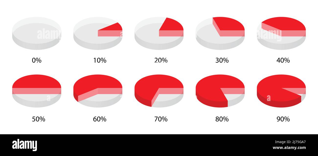3d circle percent infographic. Vector round chart on white background ...
