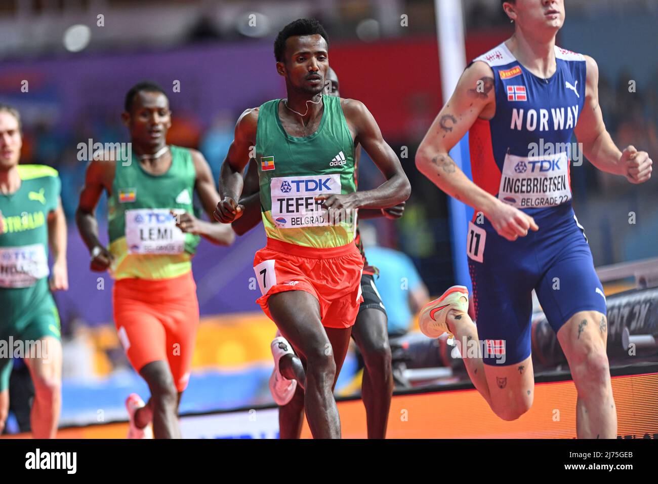 Samuel Tefera participating in the Belgrade 2022 World Indoor ...