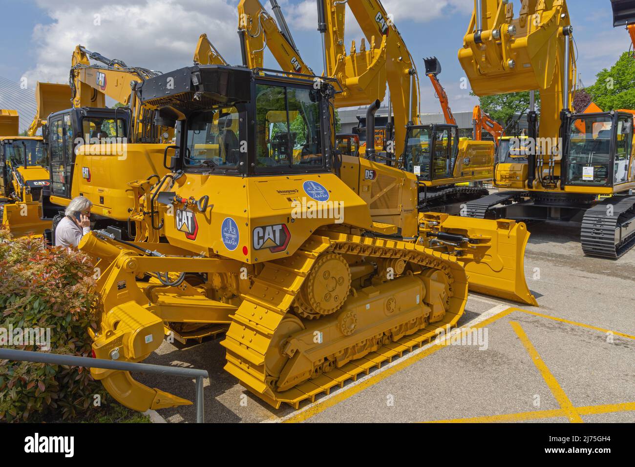 Belgrade, Serbia - April 27, 2022: Big New Yellow Tracked Caterpillar ...
