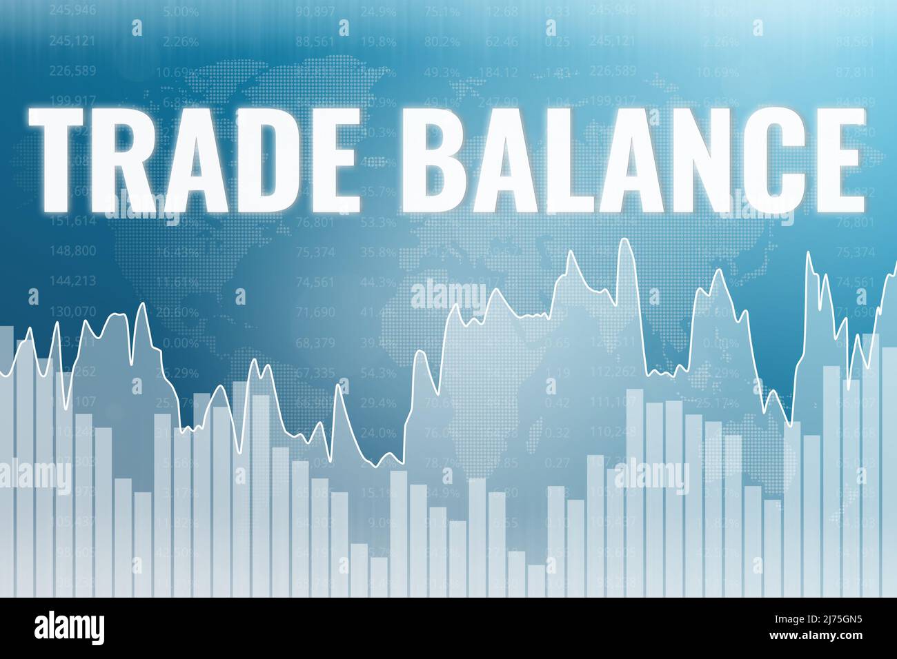 Financial term Trade balance payrolls on blue finance background from ...