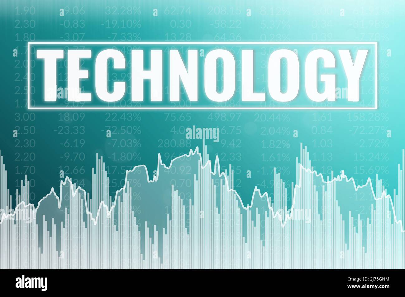 Stock market sector Technology on blue finance background with numbers ...