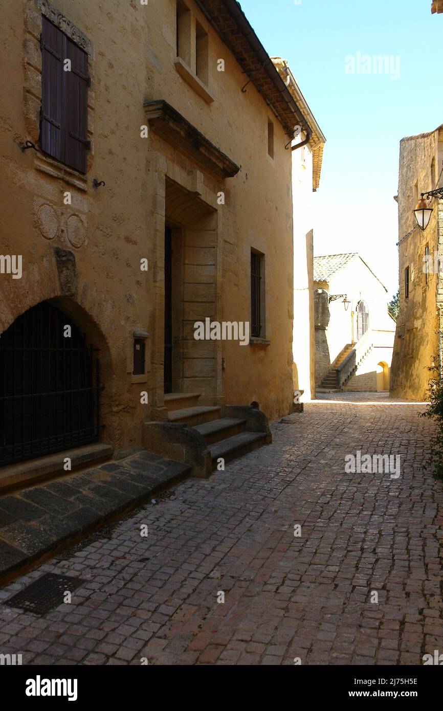 Typical Provençal perched village of Castillon du Gard near the Pont du ...