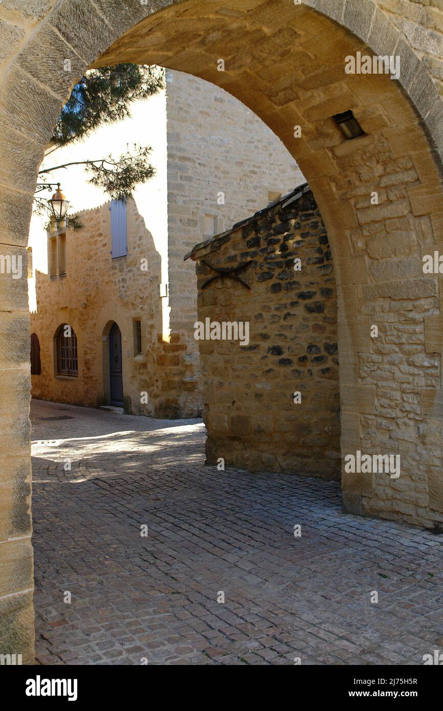 Typical Provençal perched village of Castillon du Gard near the Pont du ...