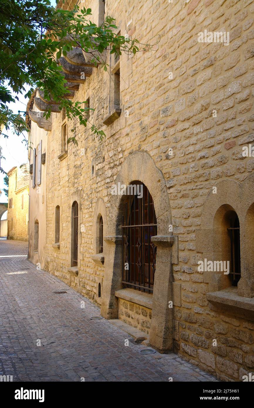 Typical Provençal perched village of Castillon du Gard near the Pont du ...