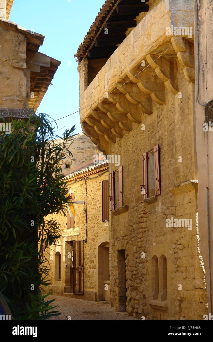 Typical Provençal perched village of Castillon du Gard near the Pont du ...