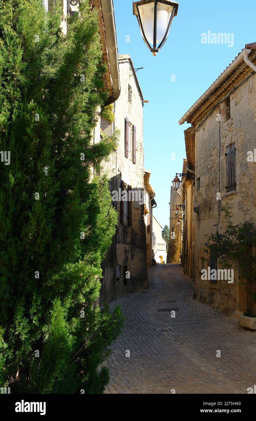 Typical Provençal perched village of Castillon du Gard near the Pont du ...
