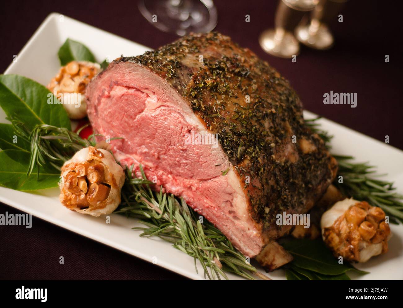 Prime roast with garlic Stock Photo - Alamy
