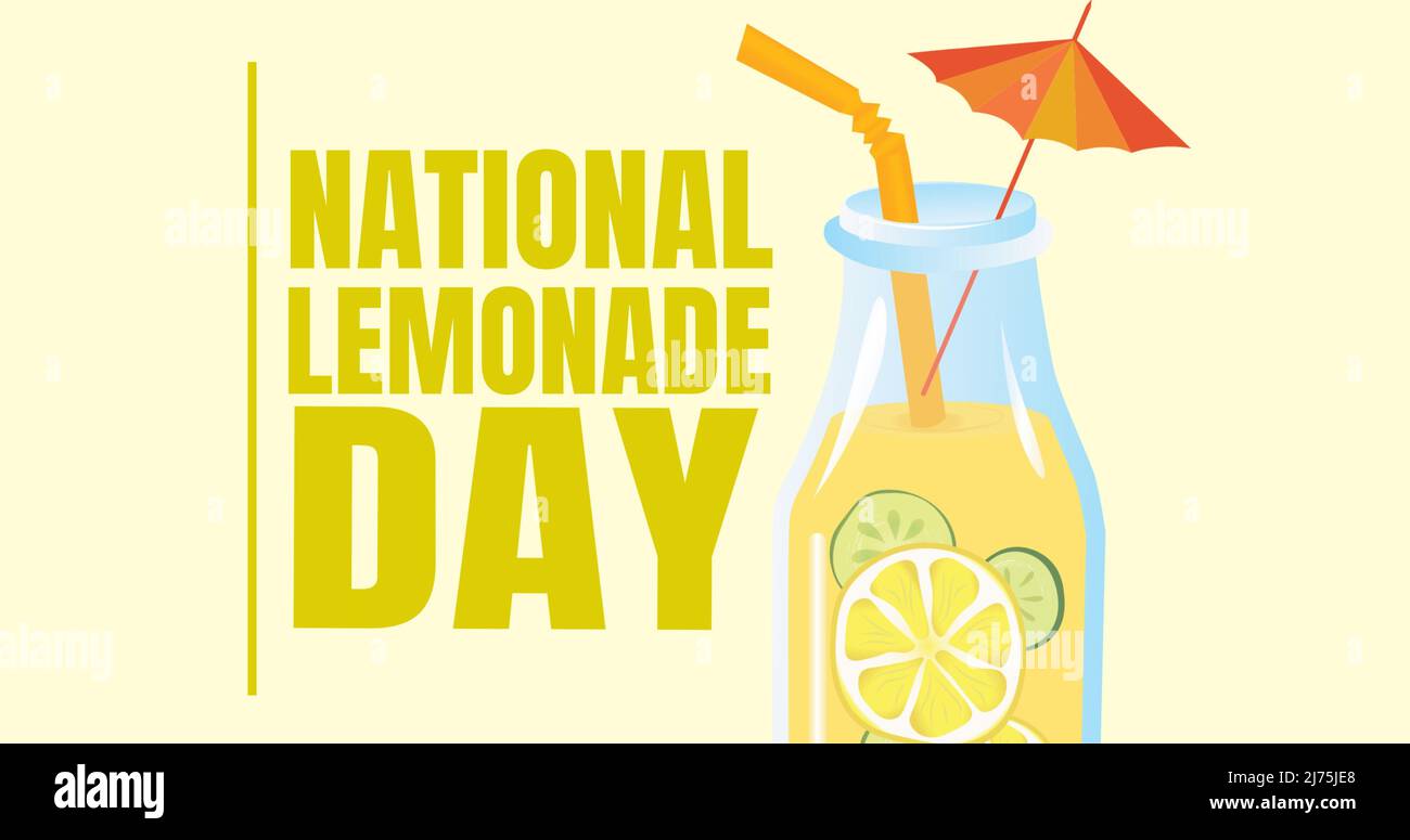 Illustrative image of lemonade bottle and national lemonade day text on ...