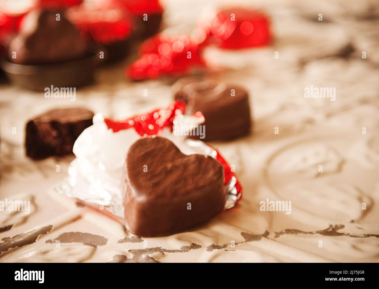 Heart shaped valentines day chocolates Stock Photo - Alamy
