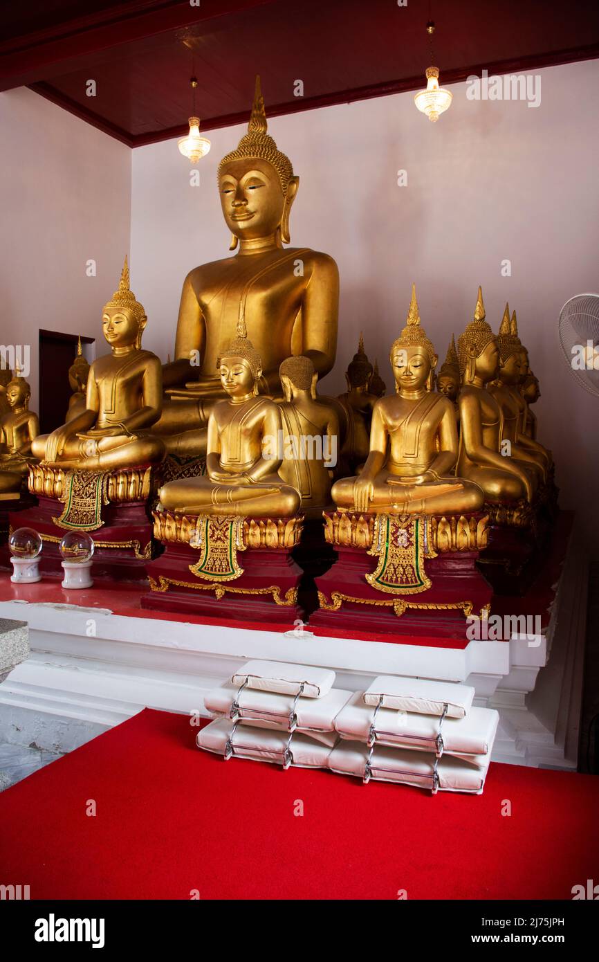 Ancient buddha statues in old ubosot church for thai people and foreign ...