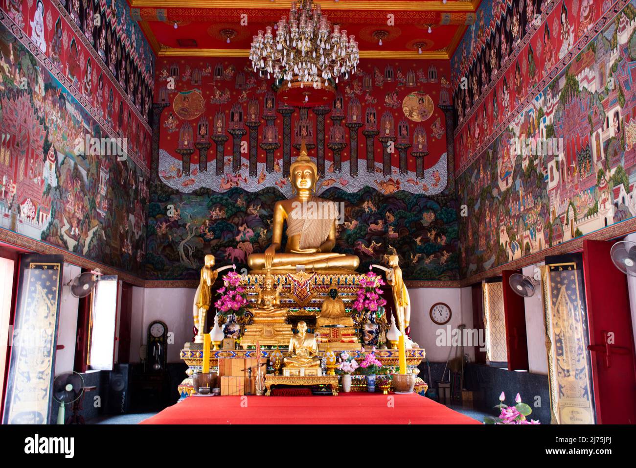 Ancient buddha statues in old ubosot church for thai people traveler ...