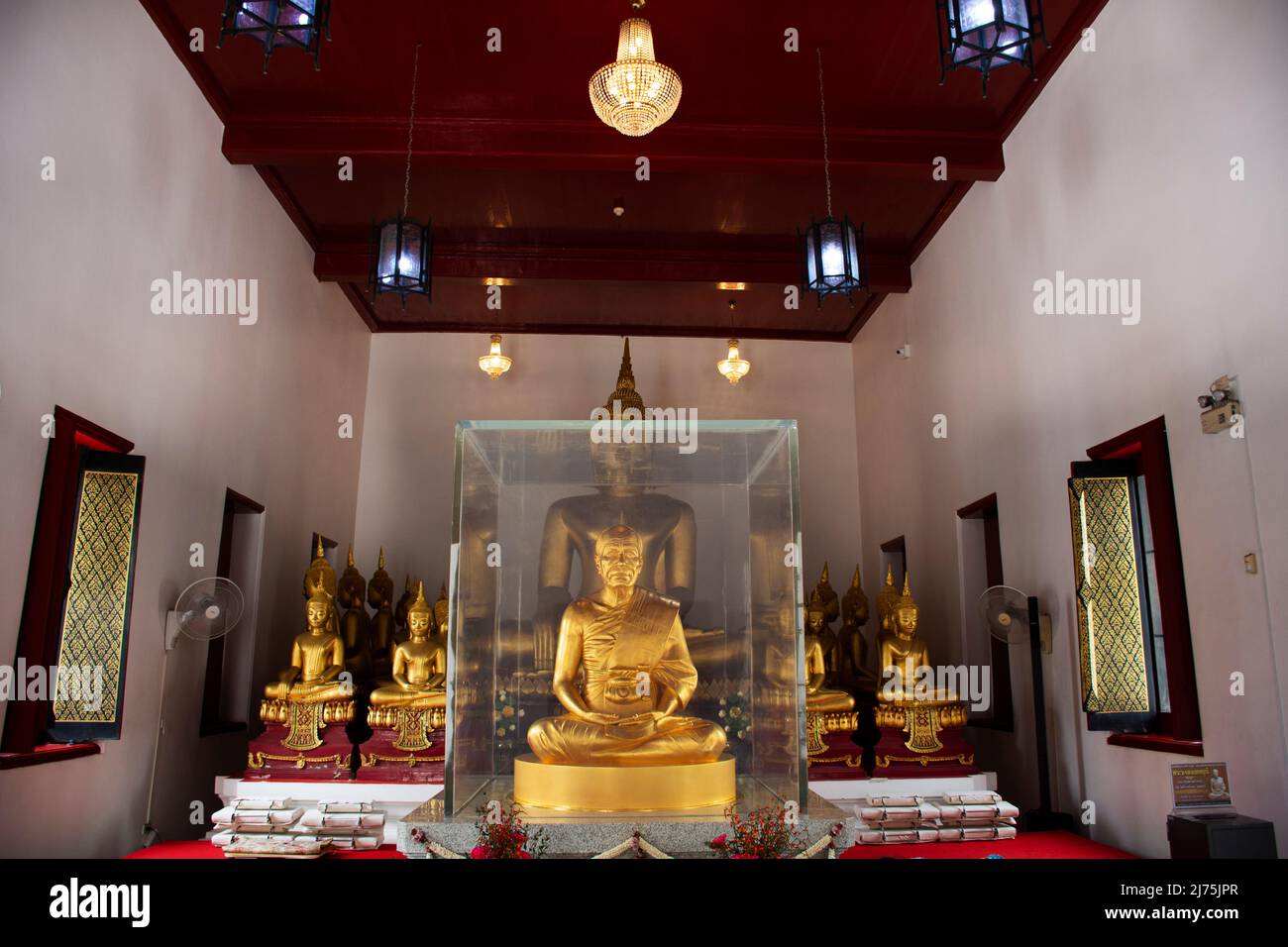 Ancient buddha statues in old ubosot church for thai people travelers ...