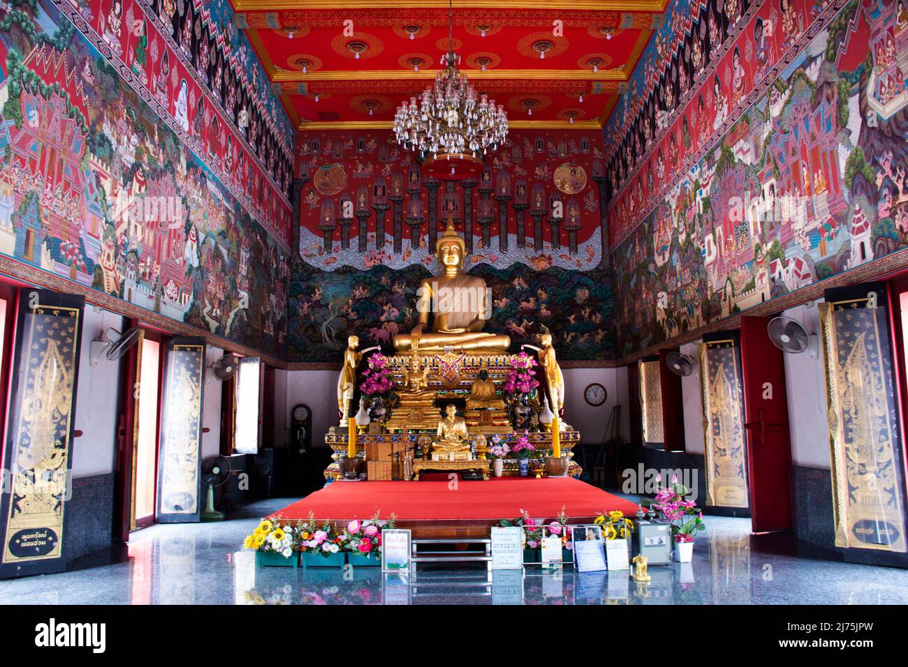 Ancient buddha statues in old ubosot church for thai people traveler ...