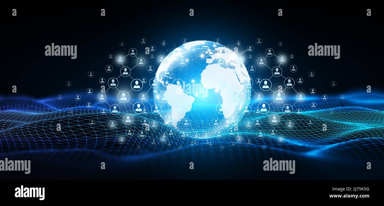 Global Network Communication with People network community around the ...