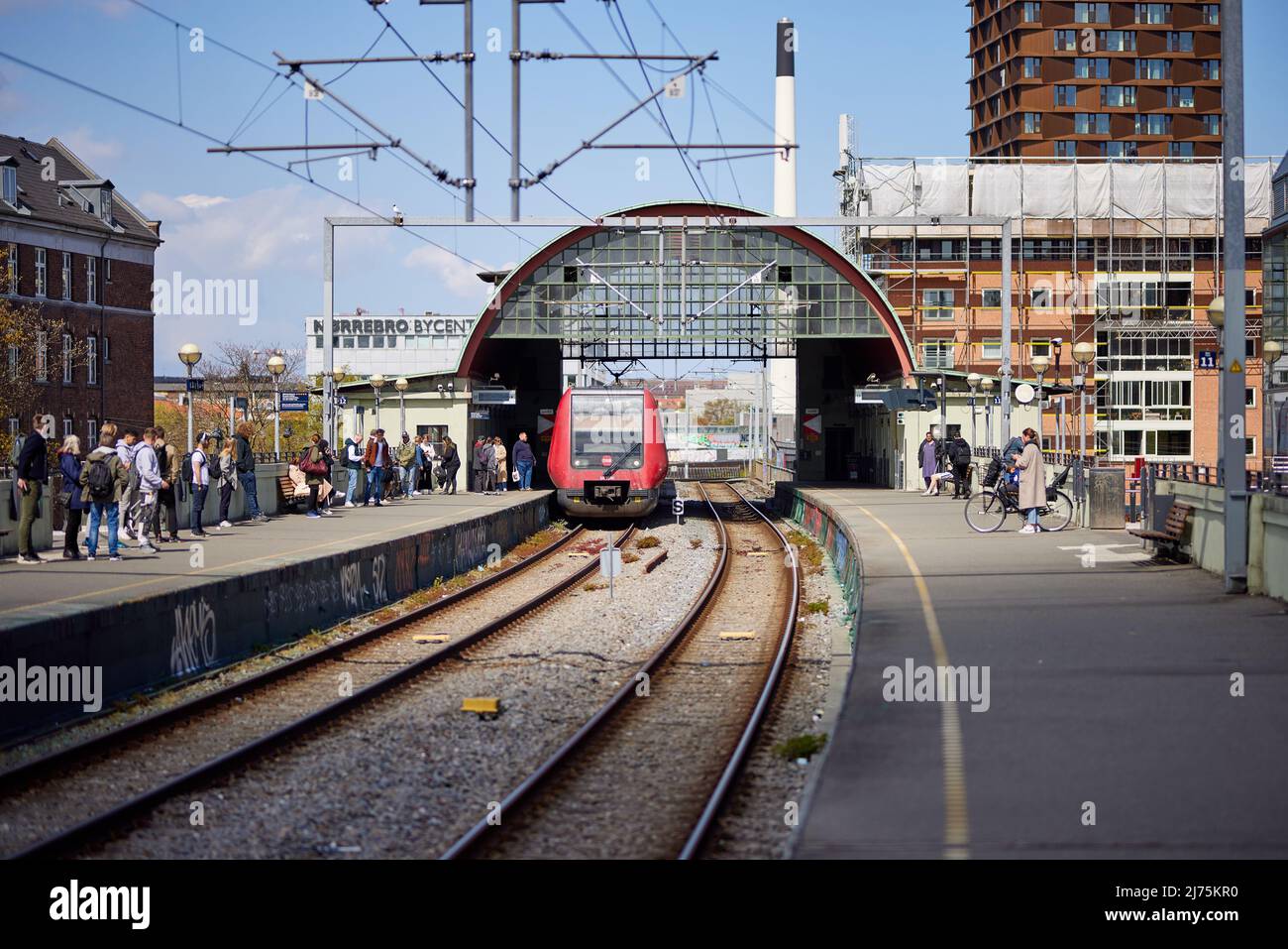 S-train (S-tog), line F, at Nørrebro Station (designed by Knud ...