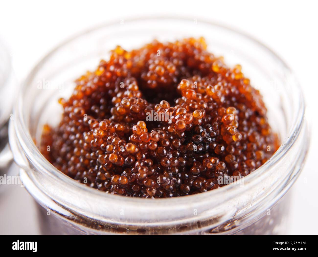 Small Jar of red Caviar; Close Up; White Background Stock Photo - Alamy