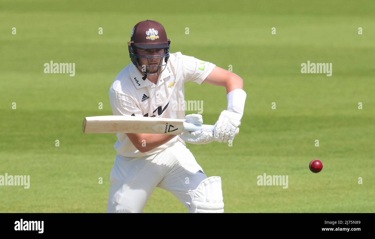 6 May, 2022. London, UK. Gus AtkinsonBatting as Surrey take on ...