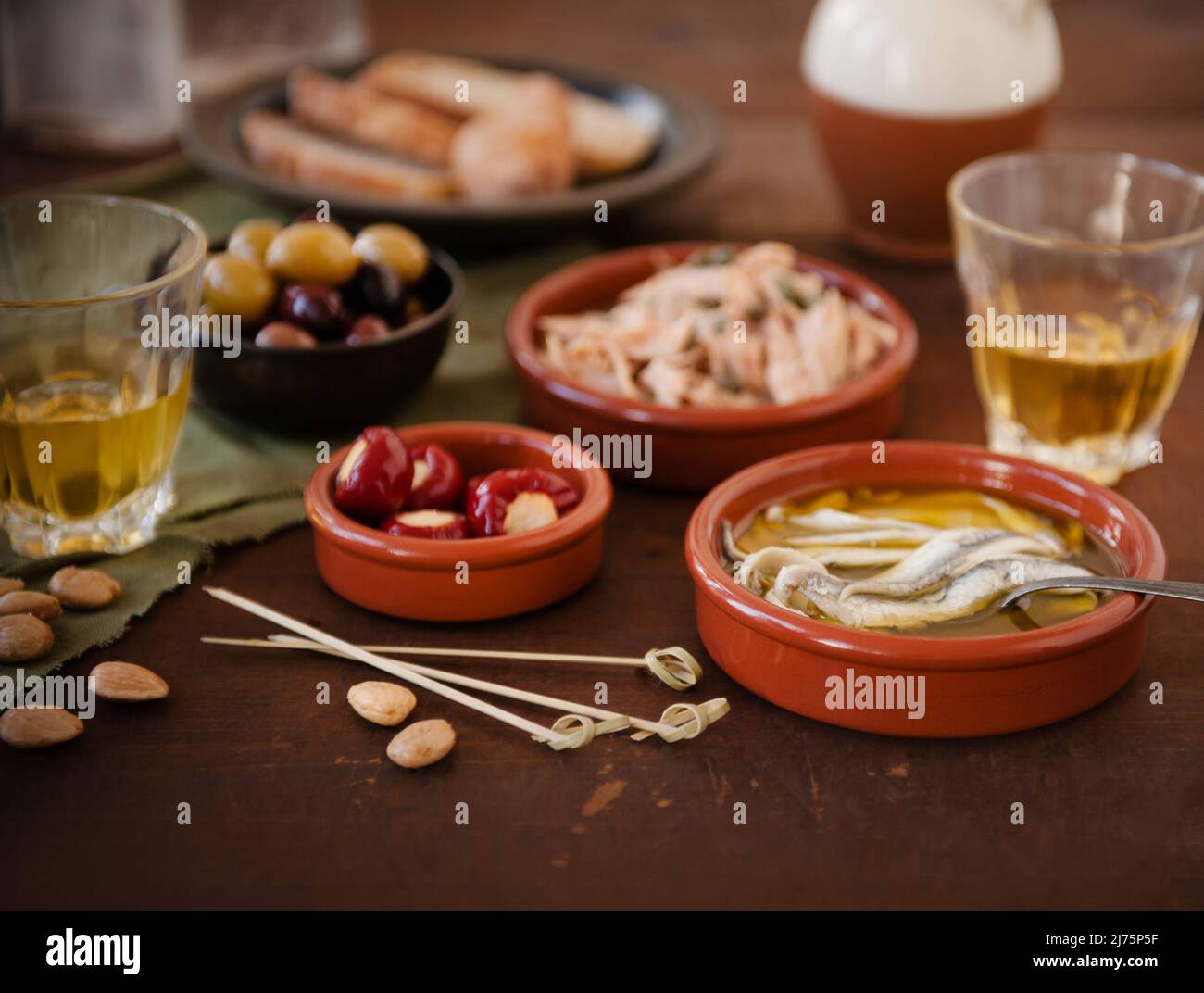 Spanish Tapas with Tuna and Capers, Olives, Anchovies, Cheese Stuffed ...