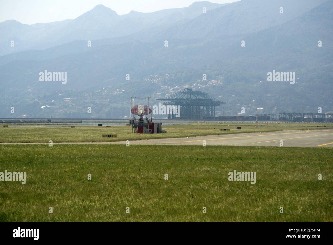 Genoa airport terminal runway view panorama Stock Photo - Alamy