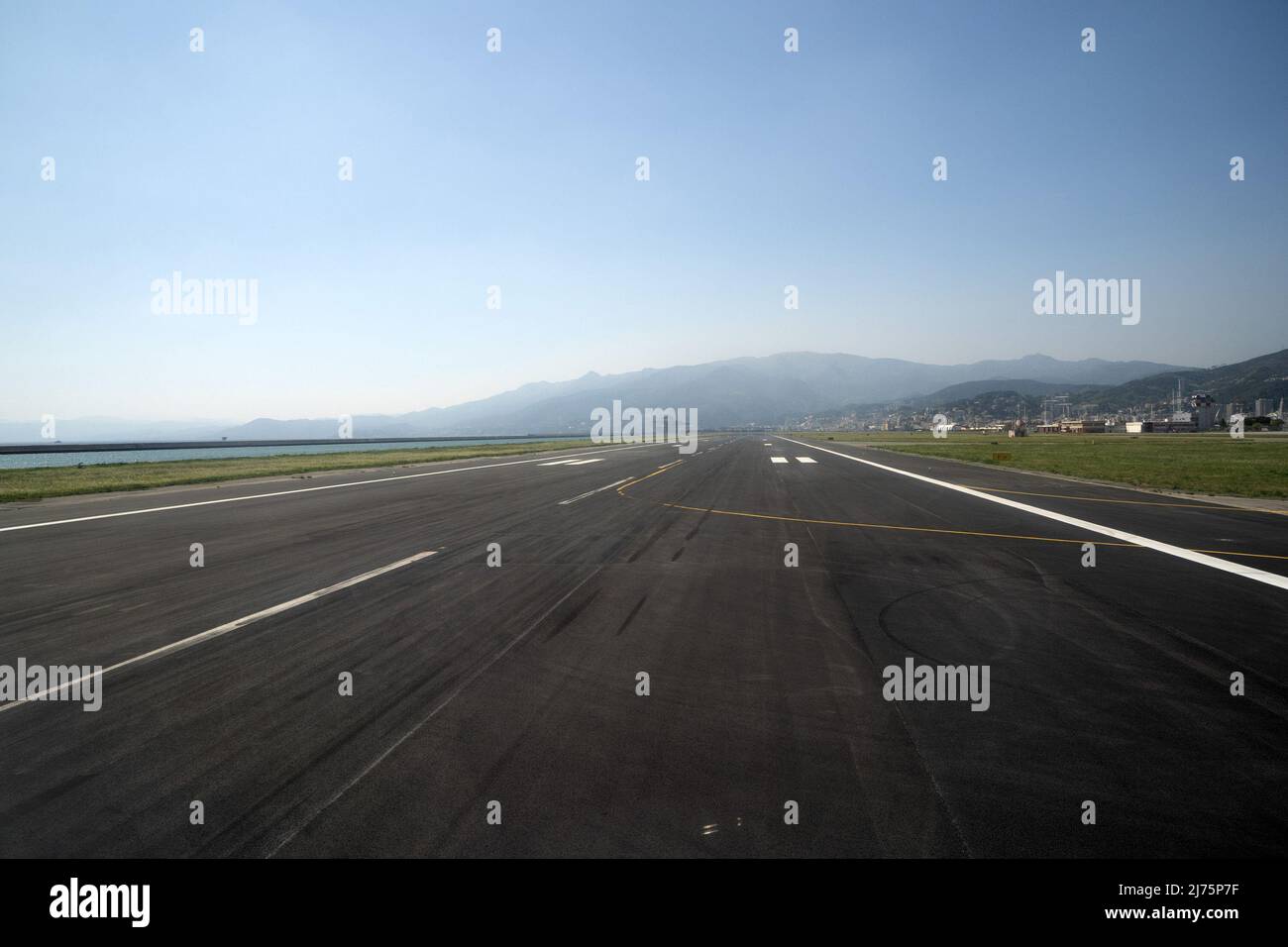 Genoa airport terminal runway view panorama Stock Photo - Alamy