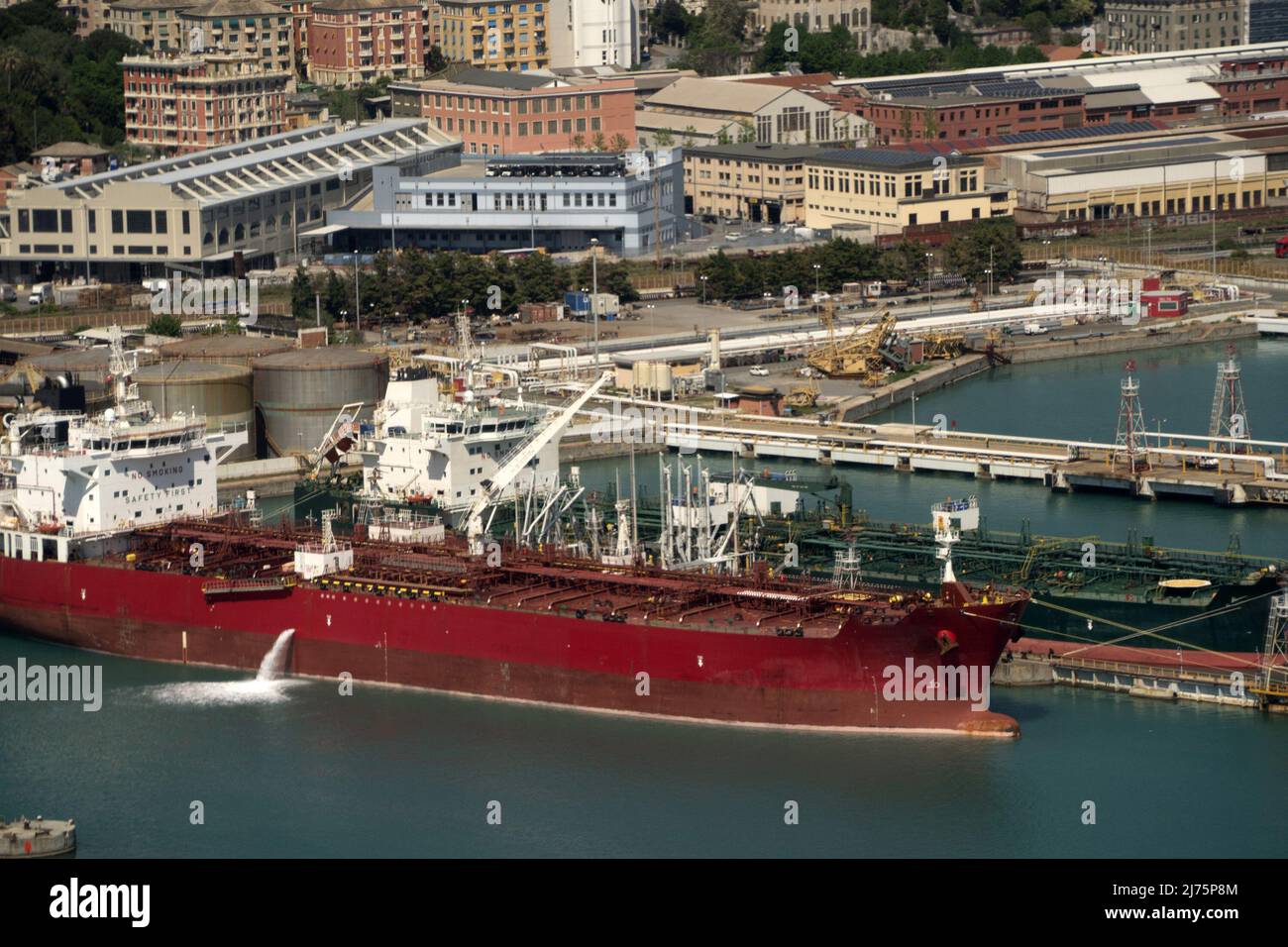 gas tanker in harbor aerial view Stock Photo - Alamy