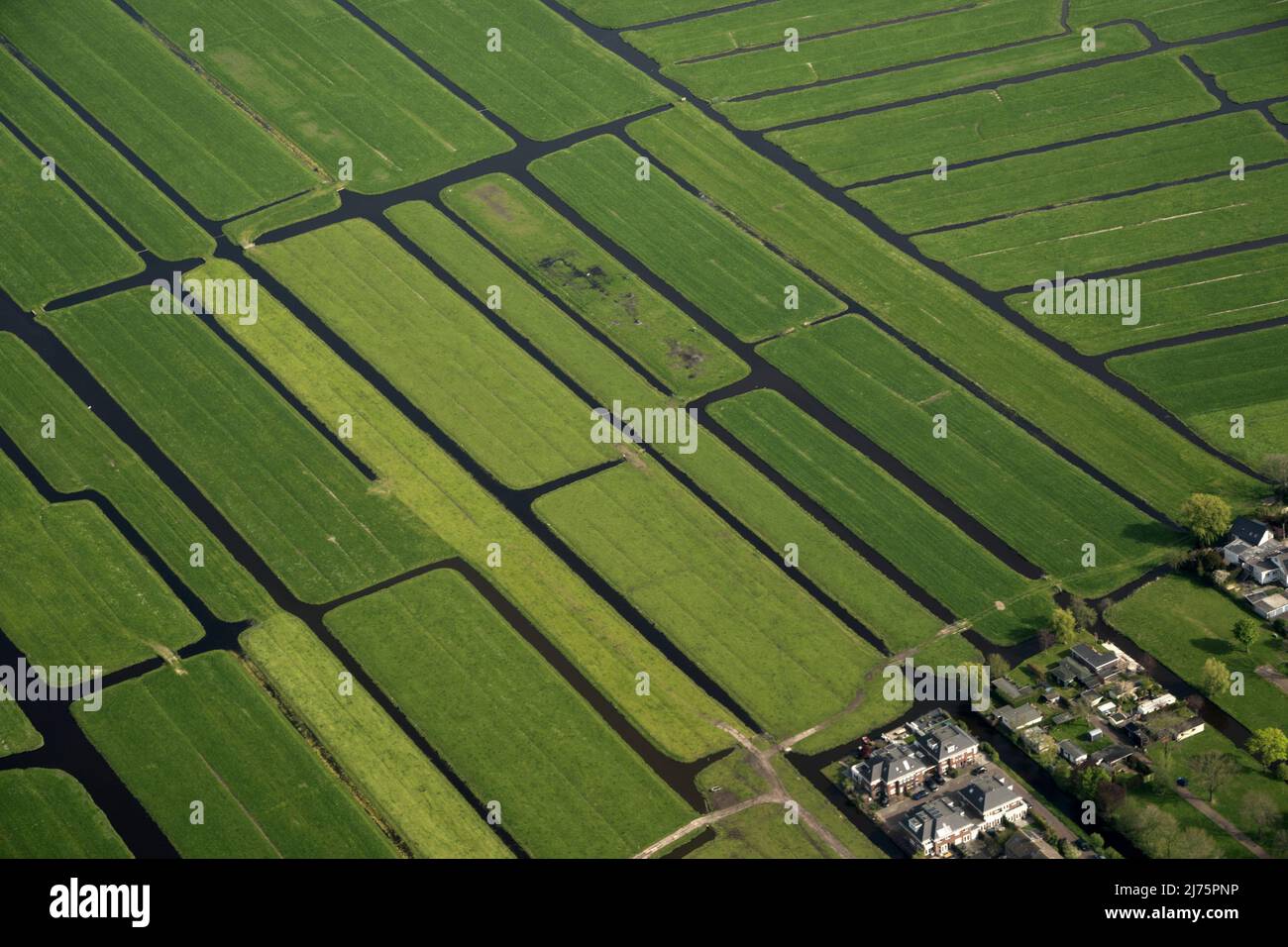 holland farmed fields aerial view panorama Stock Photo - Alamy