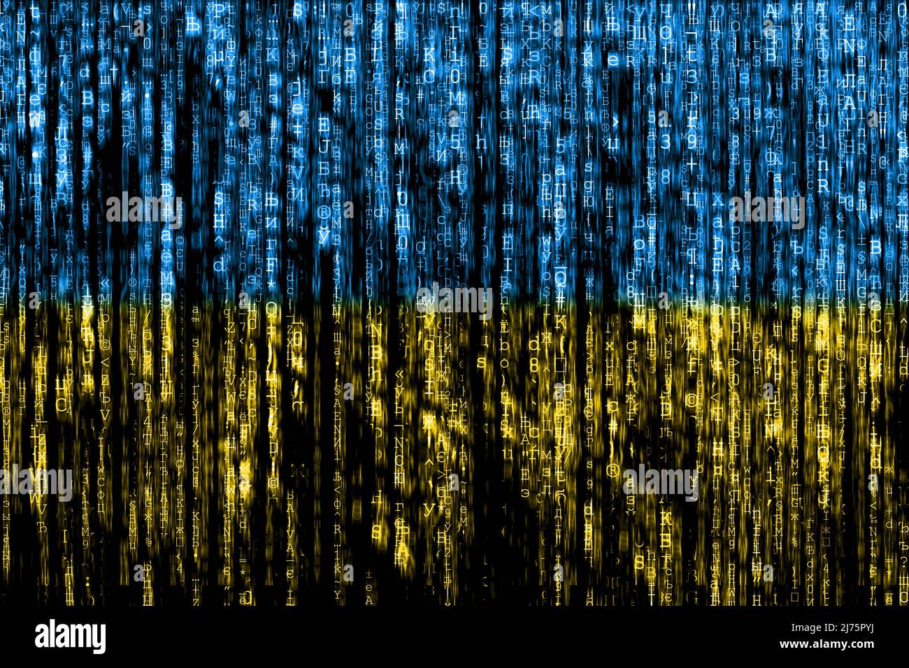 Ukraine blue and yellow bicolor flag matrix background generated on ...