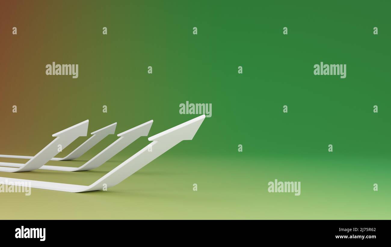 Flat arrows rising up on gradient background concept of business target ...