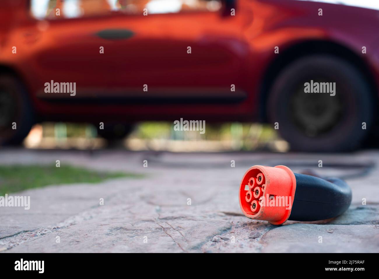 Closeup view at Electric car charging plug Stock Photo - Alamy