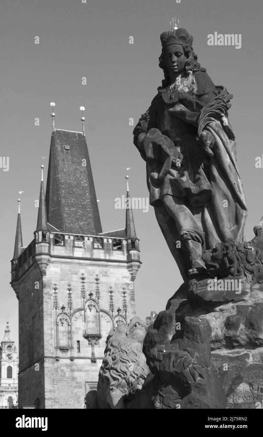 Prague - The St. Vitus statue by Ferdinand Brokoff 1714 from Charles ...
