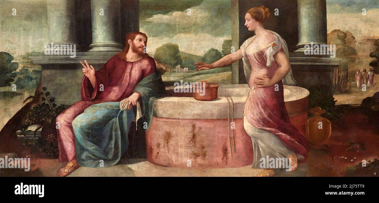 Gesù e la samaritana al pozzo - olio su tela - pittore lombardo del ...