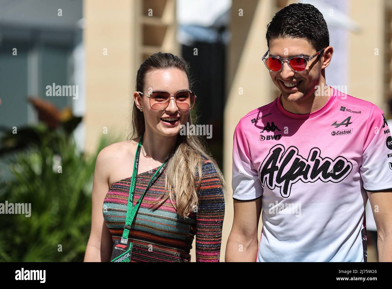 Esteban Ocon (FRA) Alpine F1 Team with his girlfriend Elena Berri (ITA ...