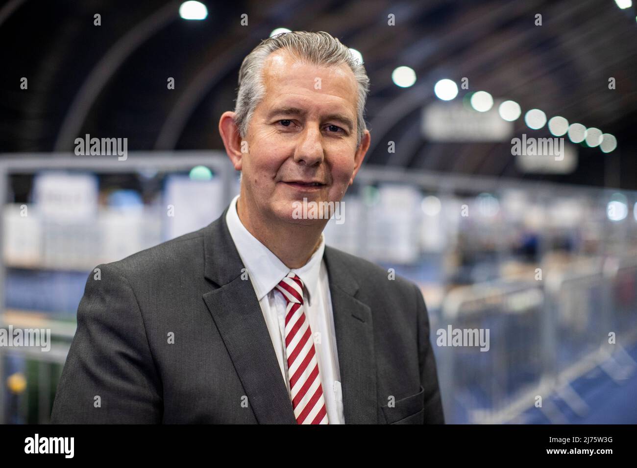 DUP's Edwin Poots at the Titanic Exhibition Centre in Belfast after ...