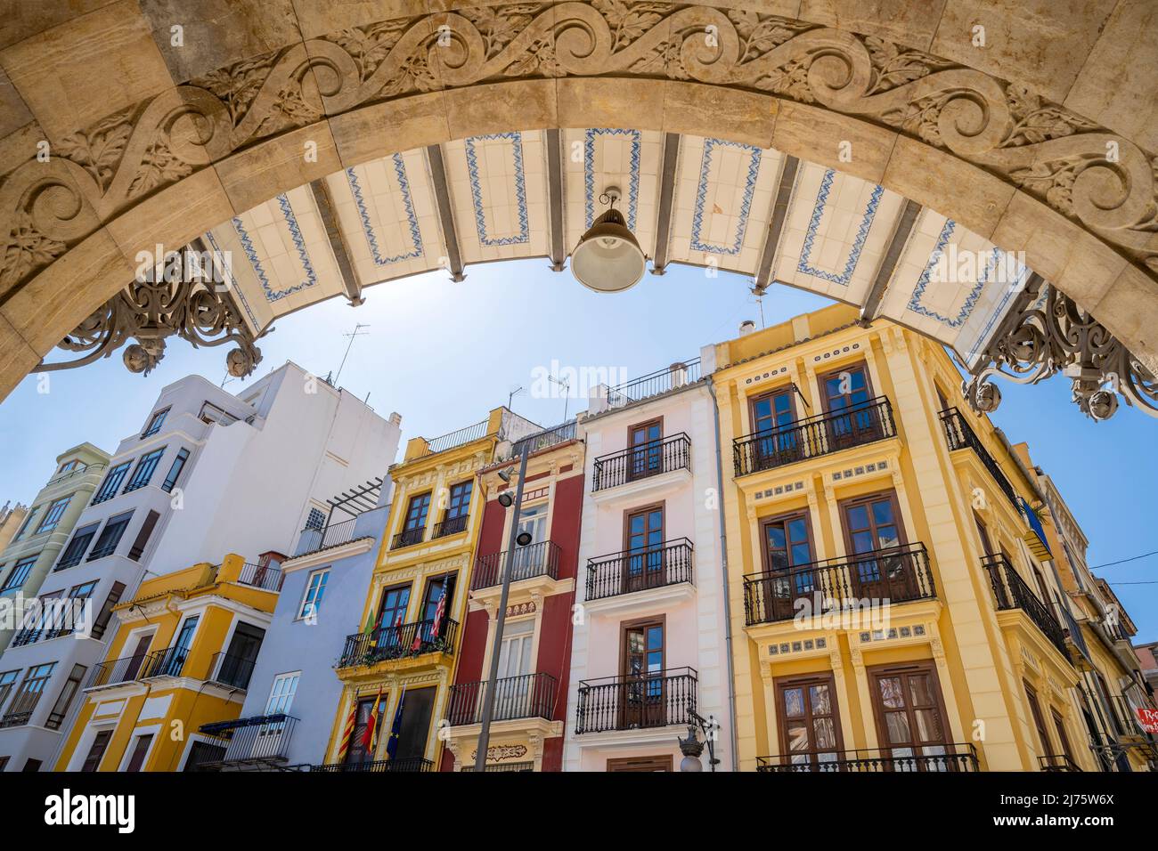 Colorful buildings in the old town, Valencia, Valencian Community ...