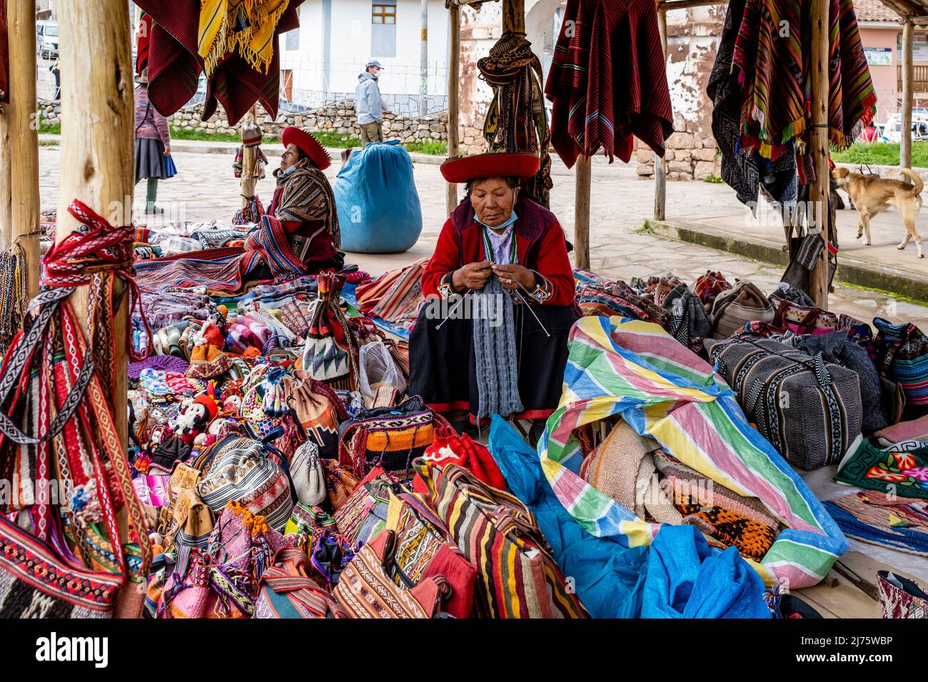 A Peruvian Indigenous Quechua Woman Selling Woollen Handicrafts At The ...