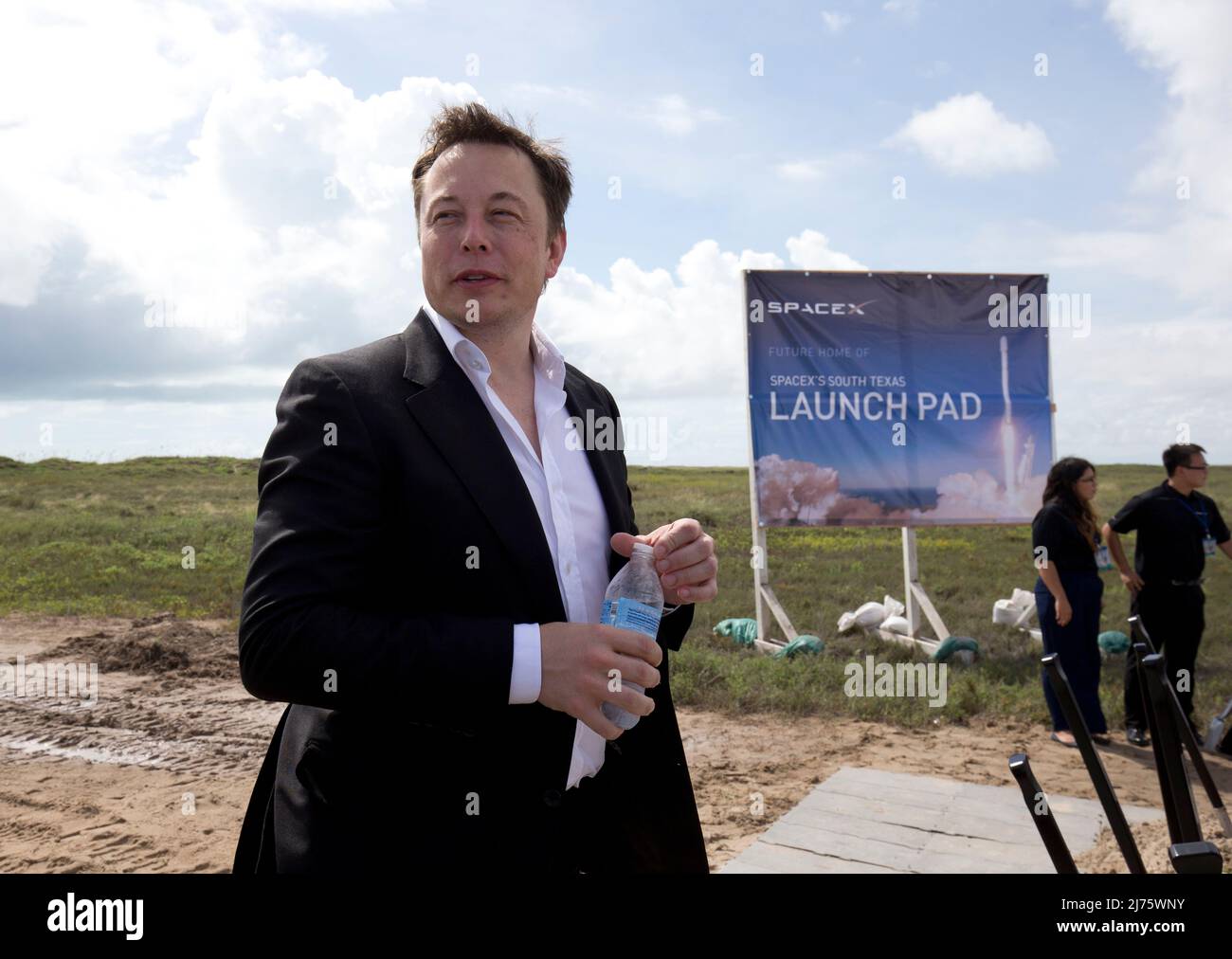 Boca Chica, Texas USA 22SEP14: ELON MUSK, SpaceX CEO and co-founder, at ...