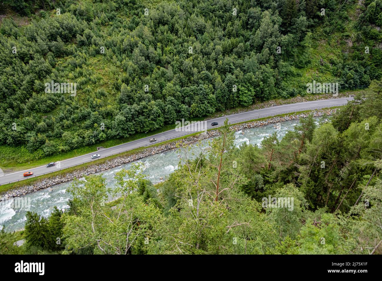 Street through a valley in the Austrian Alps Stock Photo - Alamy